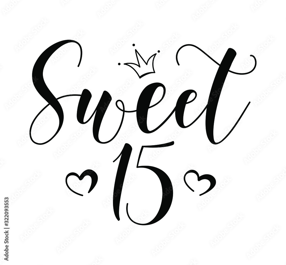 Sweet 15. Lettering for Quinceanera party. Teenager girl birthday ...