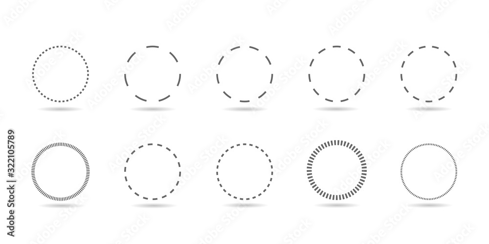 dotted line circle set Stock Vector | Adobe Stock