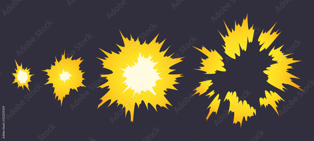 Cartoon explosion effect. Effect boom, explode flash, bomb comic book ...