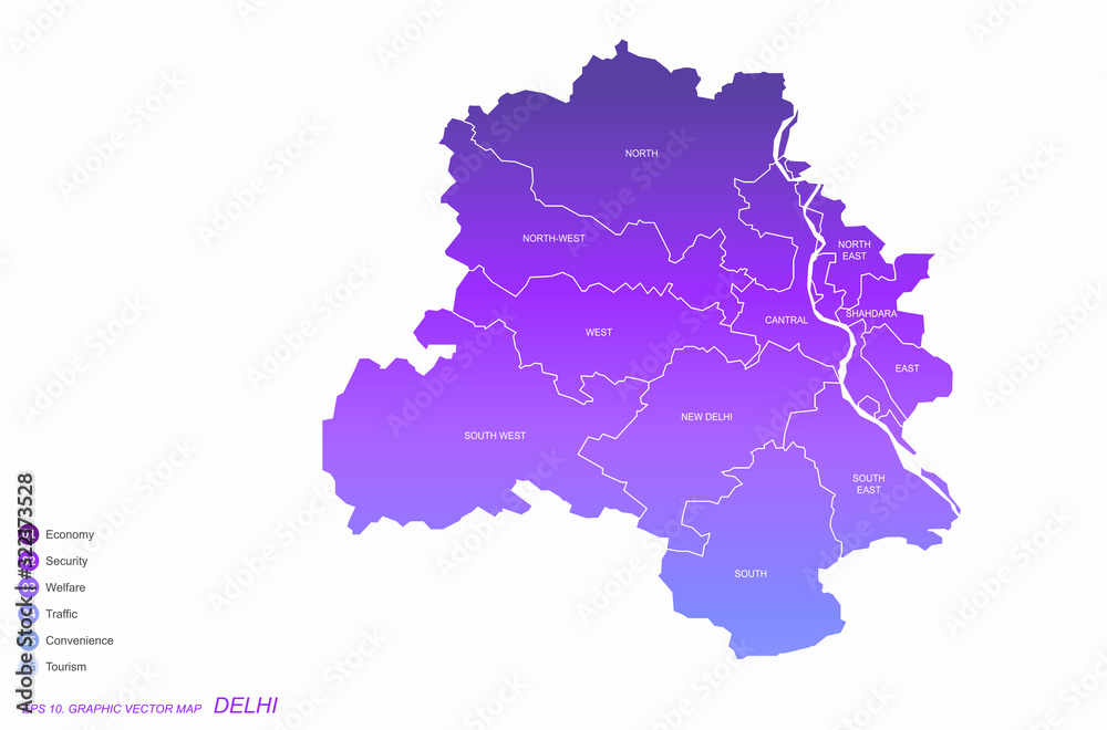 graphic vector map of delhi. map of india in asia. india map. Stock ...