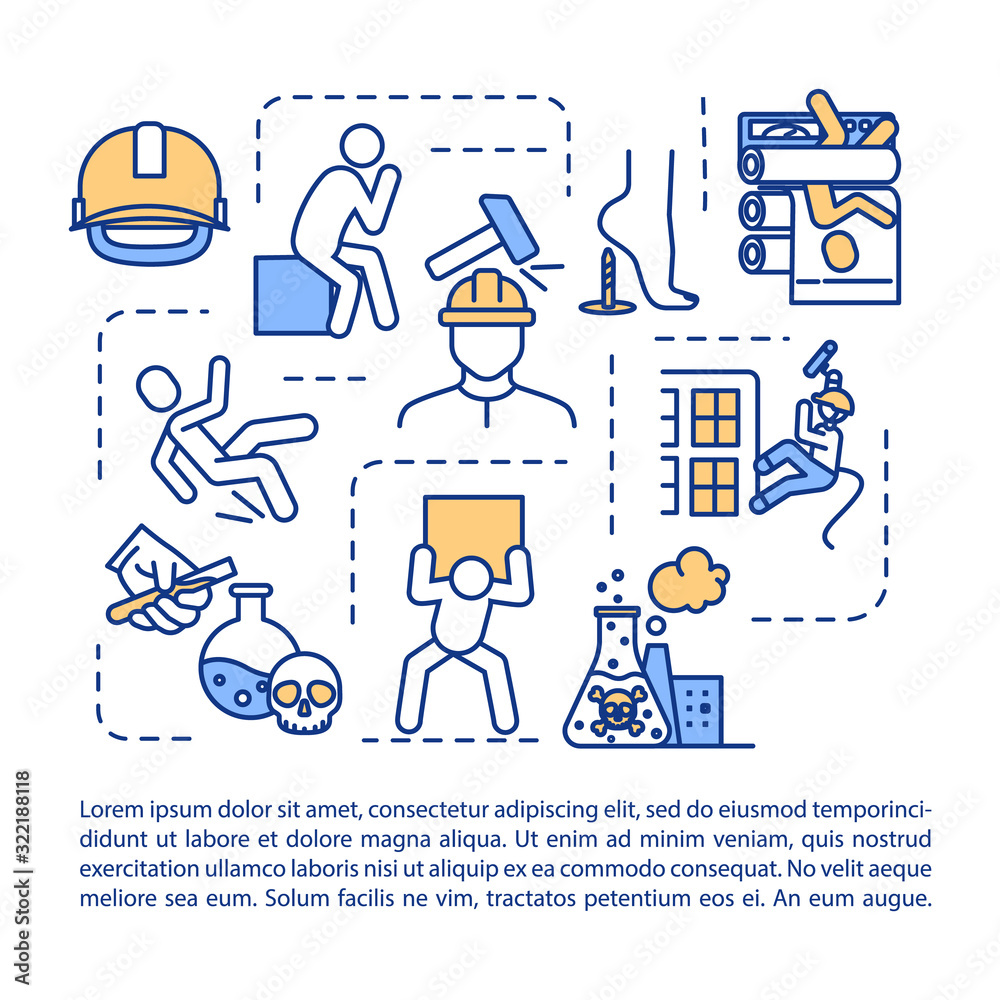 Industrial injuries concept icon with text. Radiation effect ...