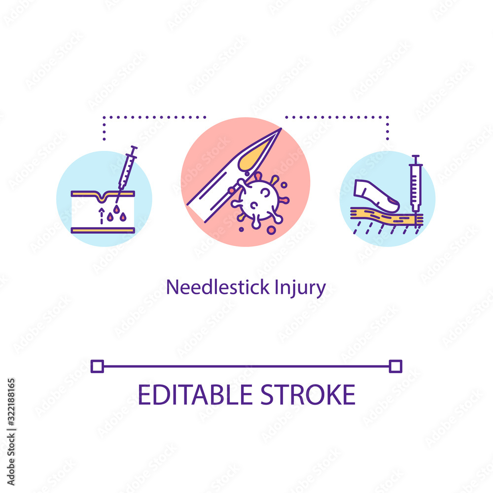 Image vectorielle Stock Needlestick injury, skin trauma concept icon ...
