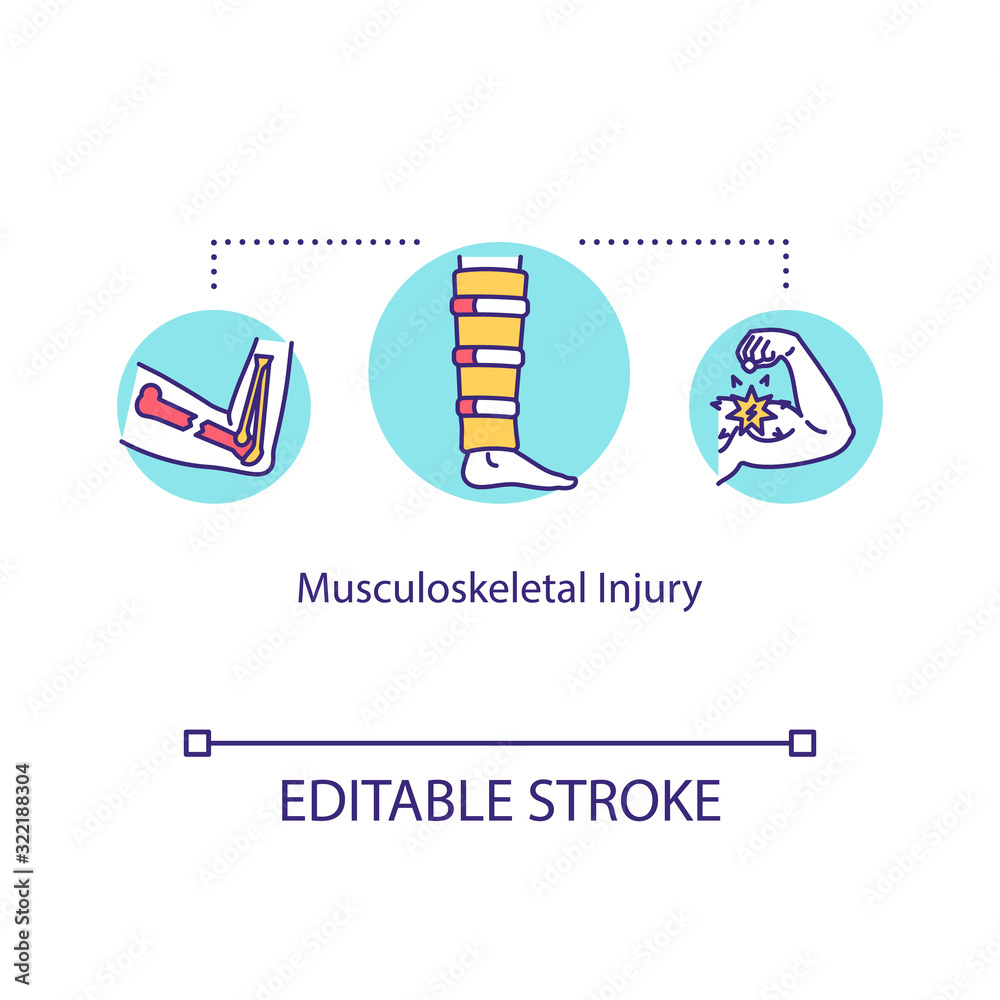 Musculoskeletal injury concept icon. Muscular and skeletal systems ...