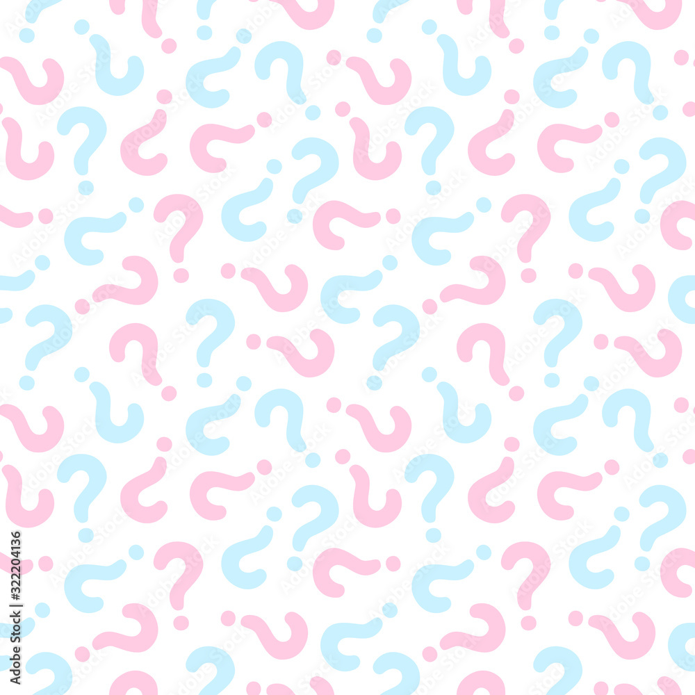 Gender reveal party background. Ornate vector seamless pattern with ...
