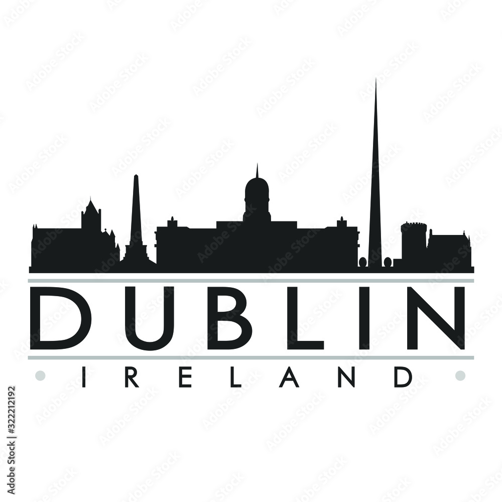 Dublin Ireland Skyline Silhouette Skyline Stamp Vector City Design ...