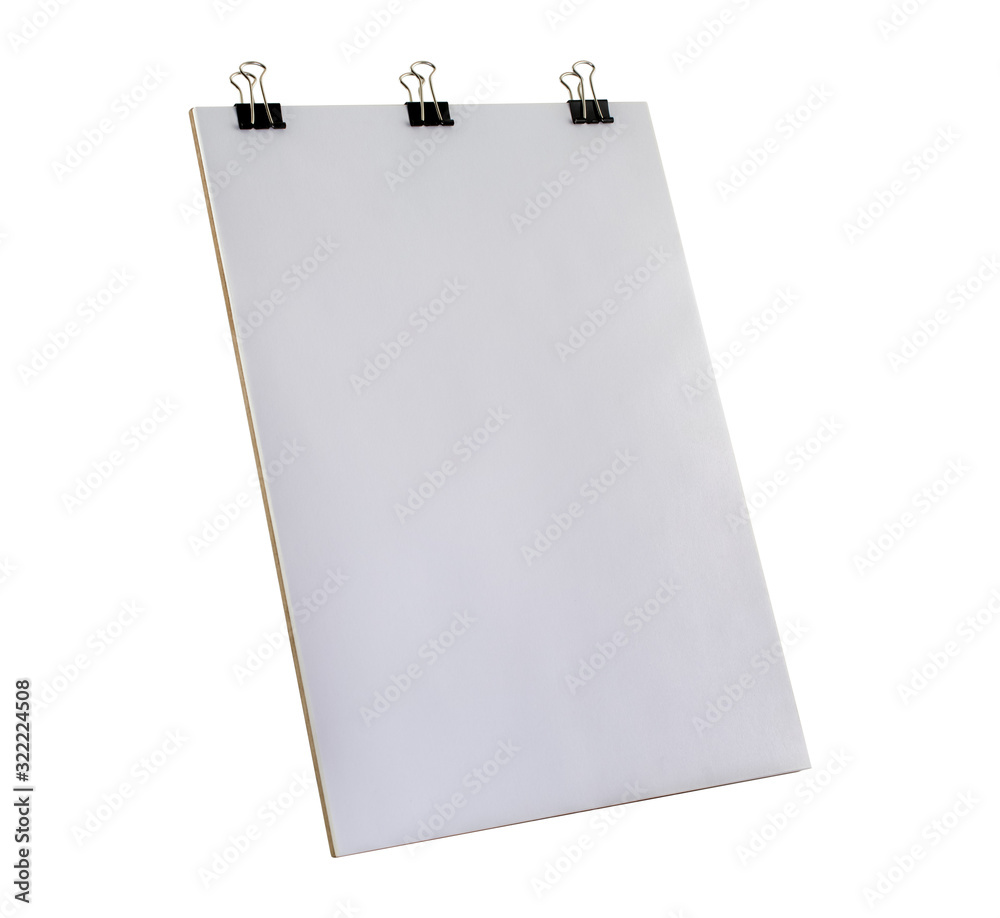 Blank clipboard surface. Clipboard with empty A4 size papers and black ...