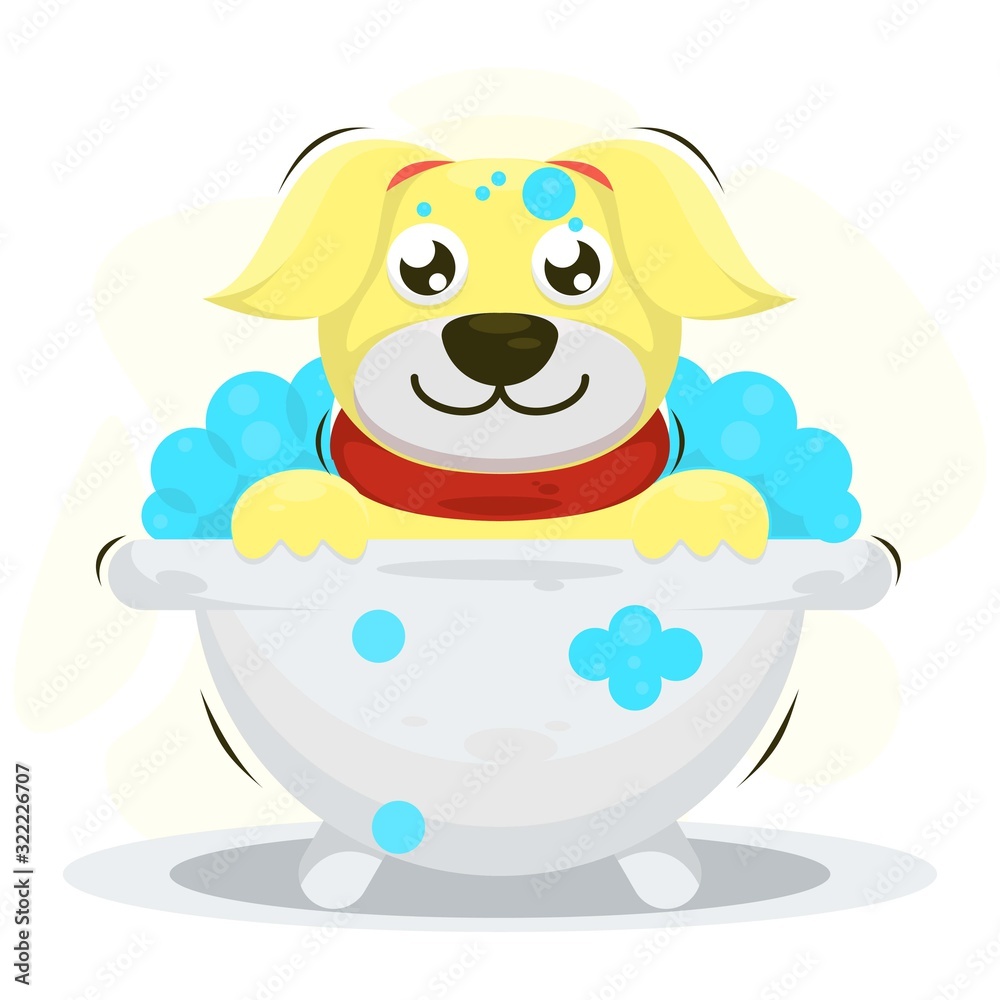 CUTE DOG SHOWER CARTOON VECTOR Stock Vector | Adobe Stock