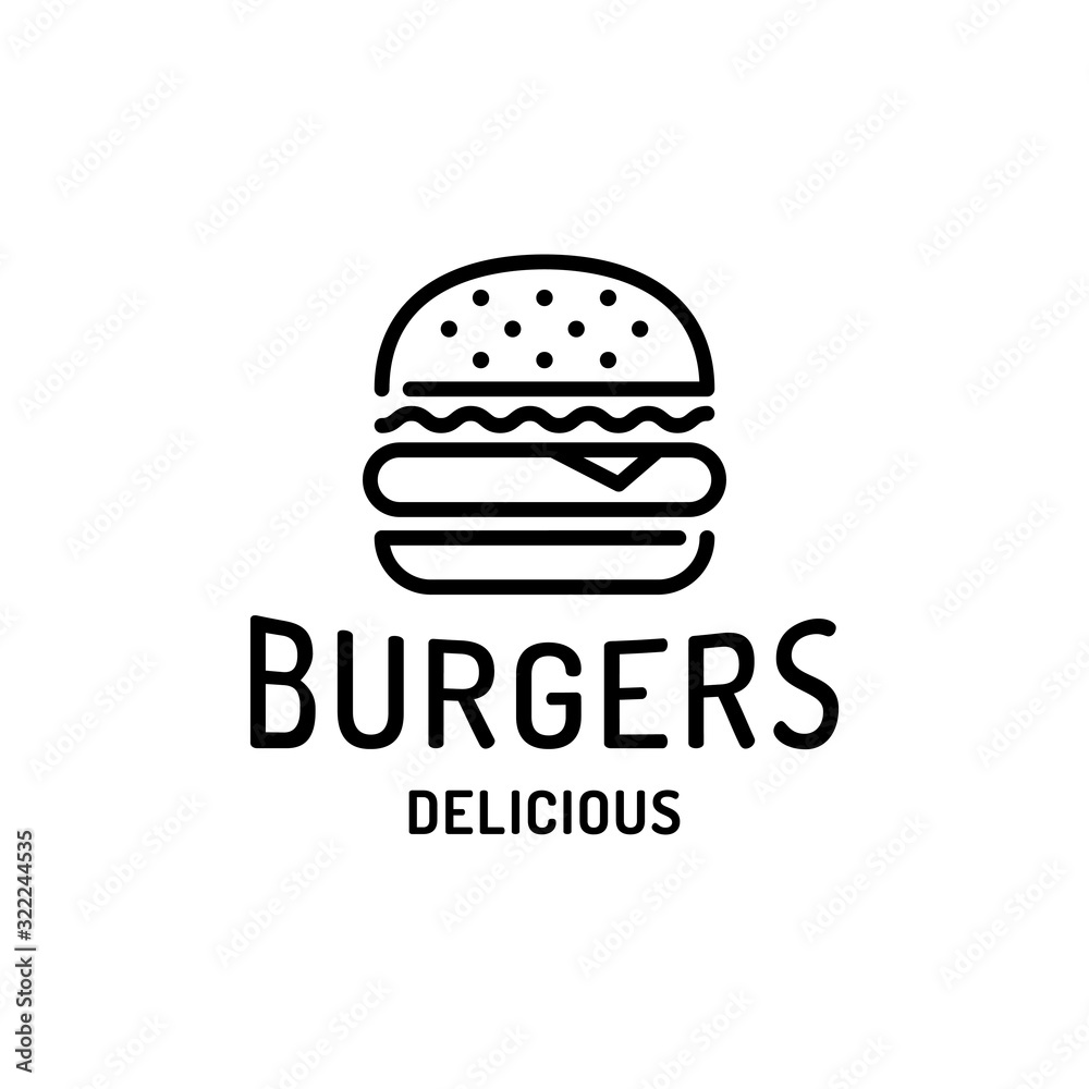 Burger Fast Food Logo Template Stock Vector | Adobe Stock