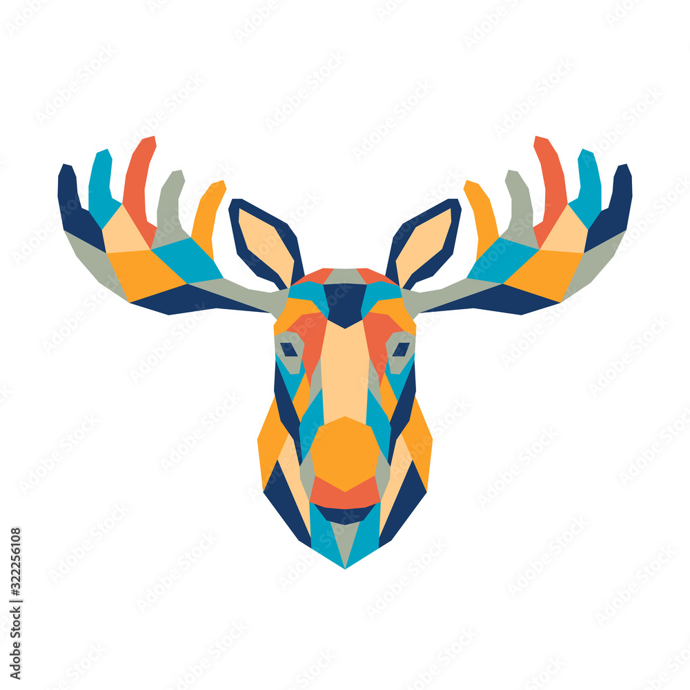 Geometric polygonal moose. Abstract colorful elk head. Vector ...