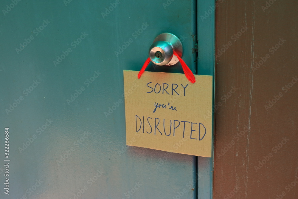 Closeup handwriting cardboard sign with message read sorry you are ...