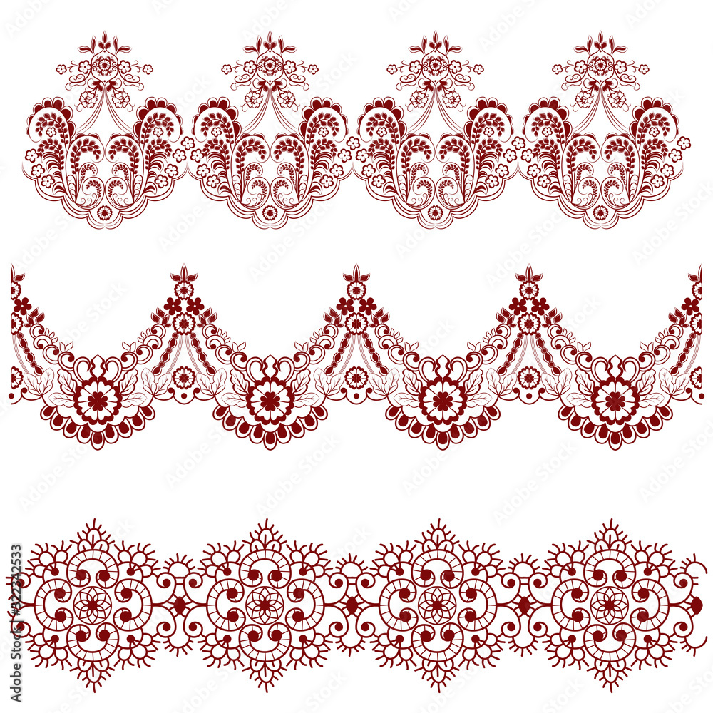 deciduous border, curl border, set of vector borders, flower border ...