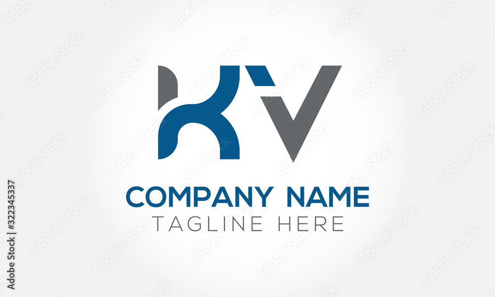 Initial Linked Letter KV Logo Design vector Template. Creative Abstract ...