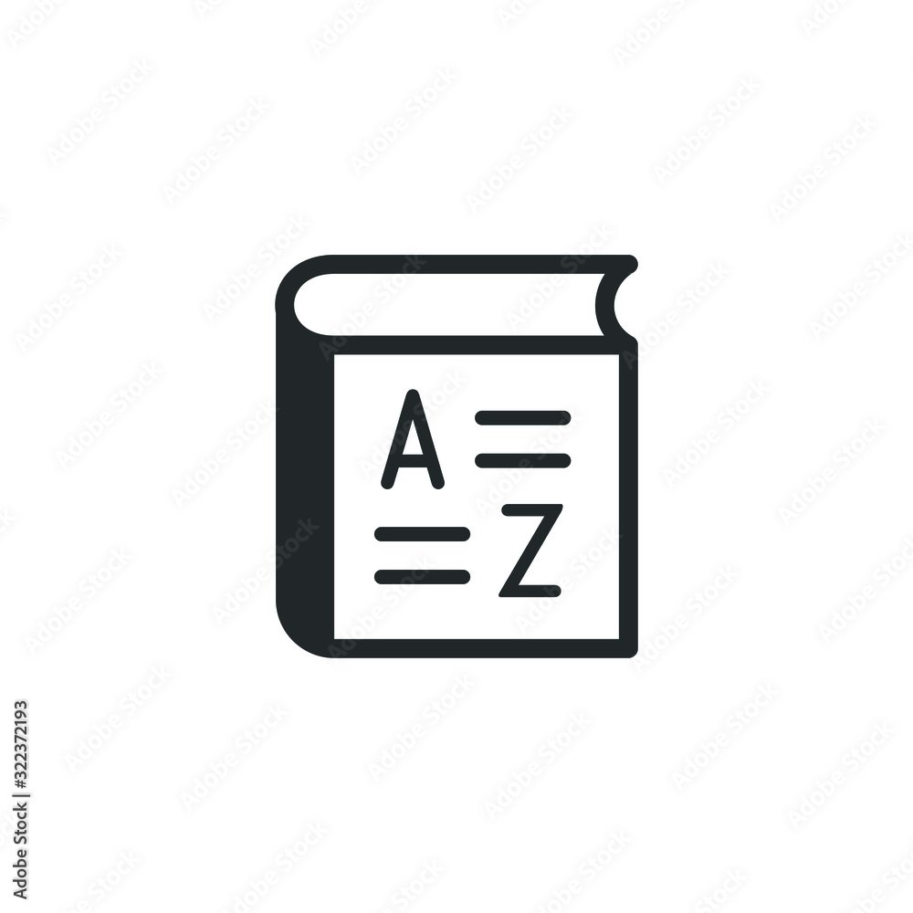 Vocabulary icon template color editable. Book glossary symbol logo ...