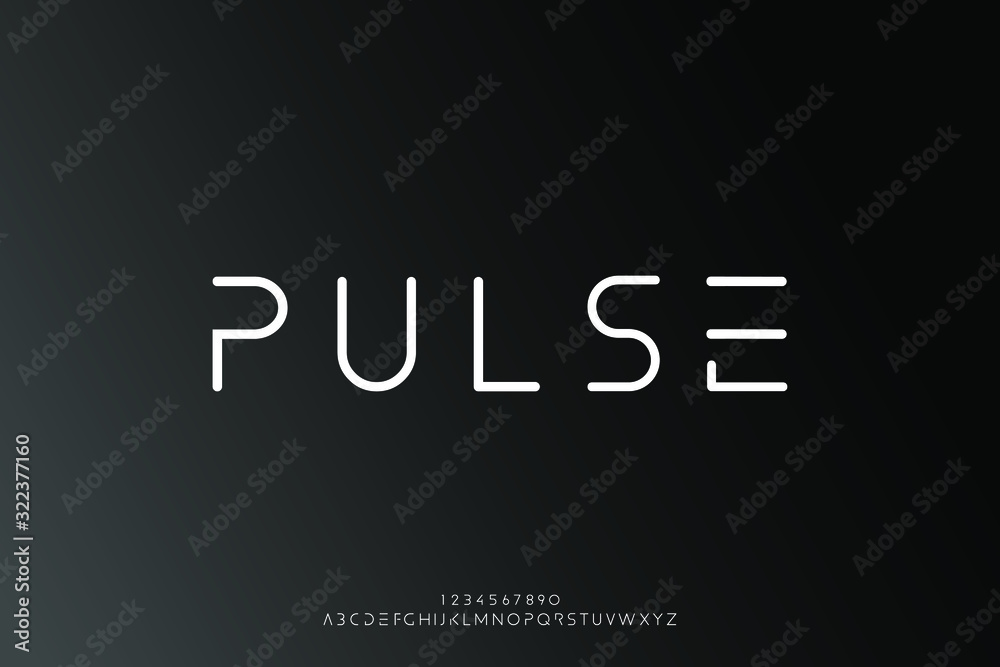 Pulse, an Abstract technology science alphabet font. digital space ...