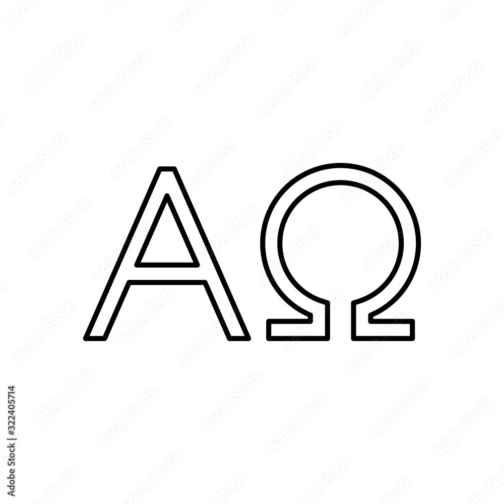 Alpha and Omega, Christianity icon. Simple line, outline vector ...
