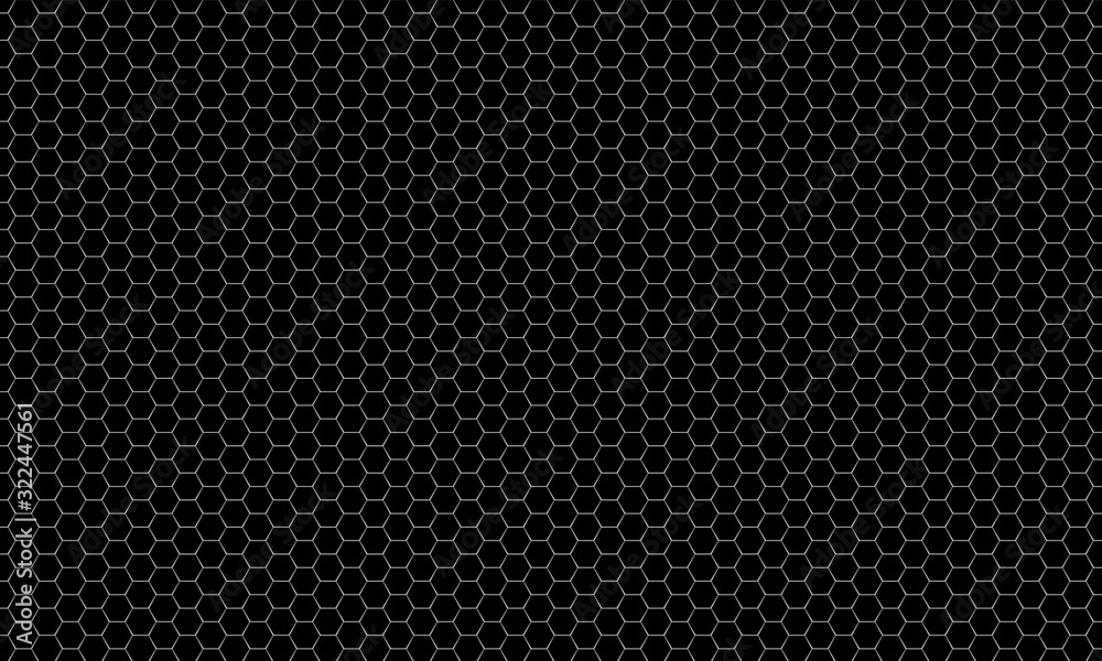 Dark metal hexagon mesh pattern background texture vector illustration ...