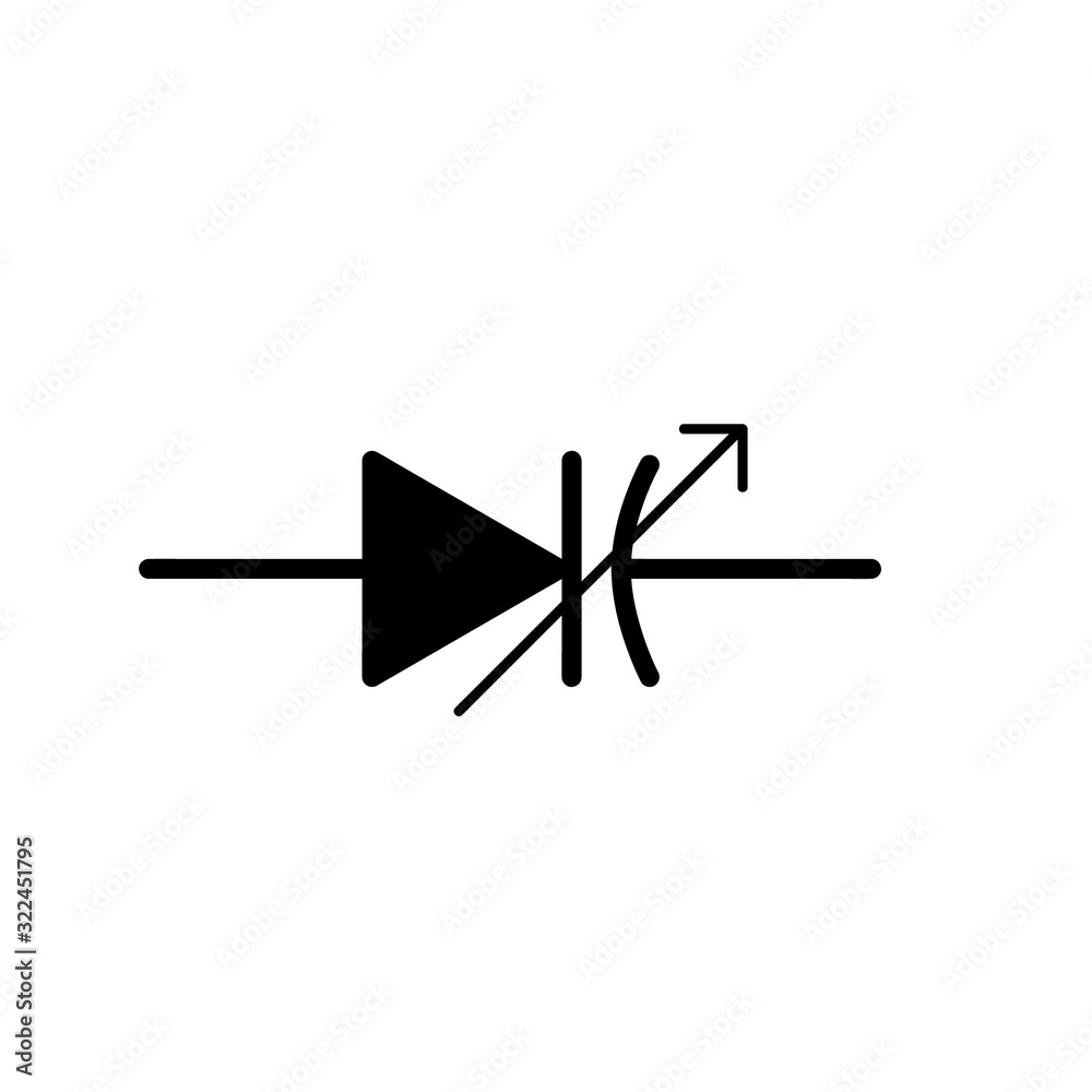 Varactor Diode Component Symbol For Circuit Design Solid Black Version ...