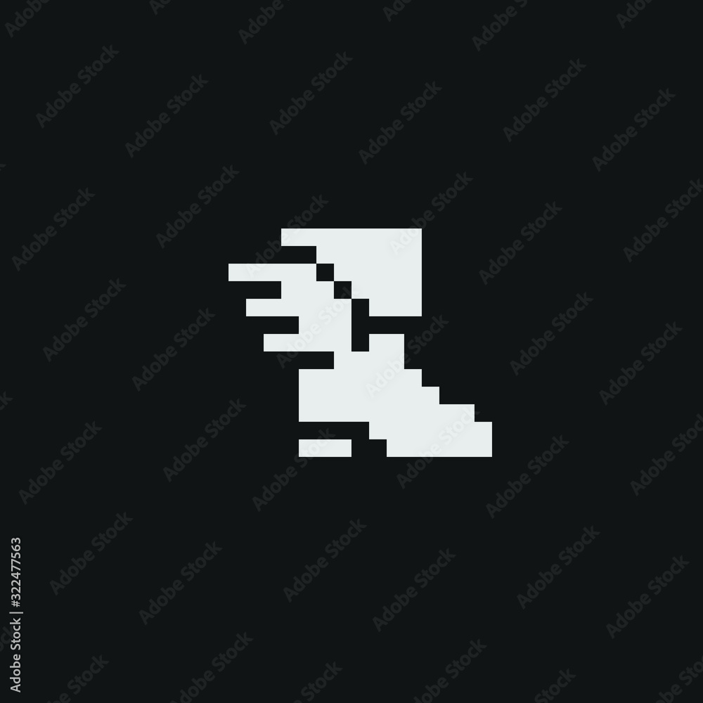 Boot with wings. Speed boots pixel art 1-bit icon, design for web ...