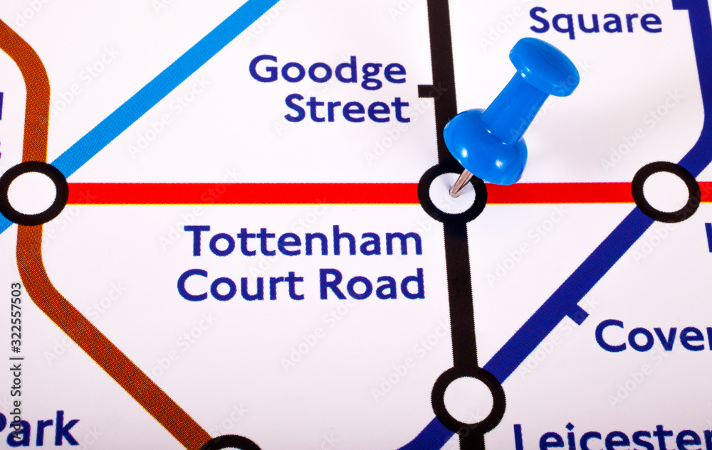 Tottenham Court Road on a London Underground Map Stock Photo | Adobe Stock