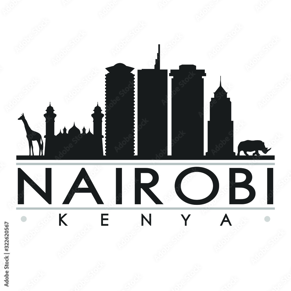 Nairobi Skyline Silhouette. Design City Vector Art Famous Buildings ...
