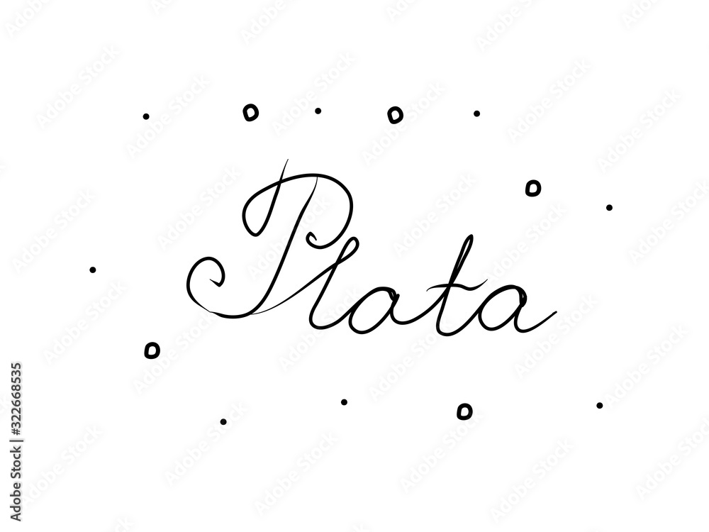 Plata phrase handwritten with a calligraphy brush. Silver in spanish ...