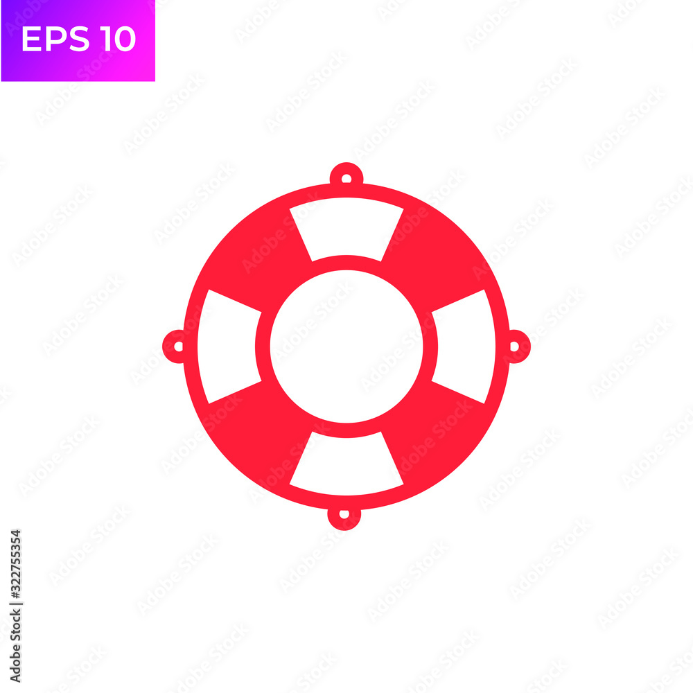 Vector de Stock Life Buoy icon template color editable. Life preserver ...