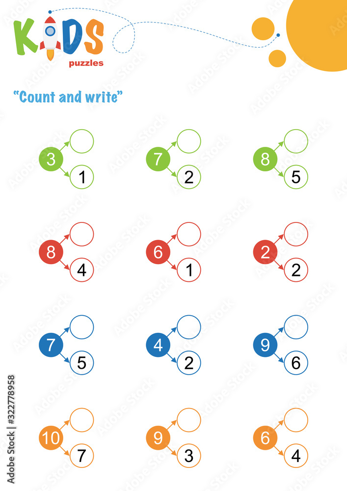 Fill in the missing numbers. Counting worksheet. Easy colorful math ...