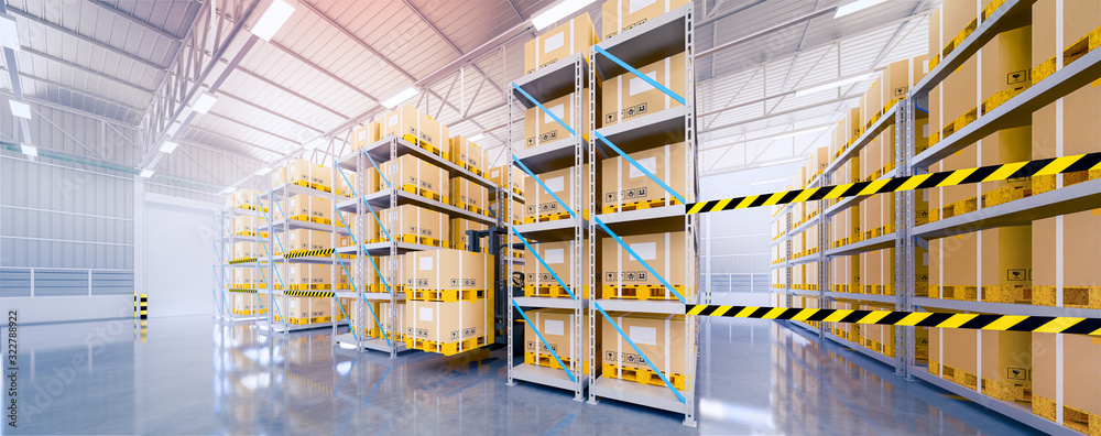 Warehouse or industry building interior. known as distribution center ...