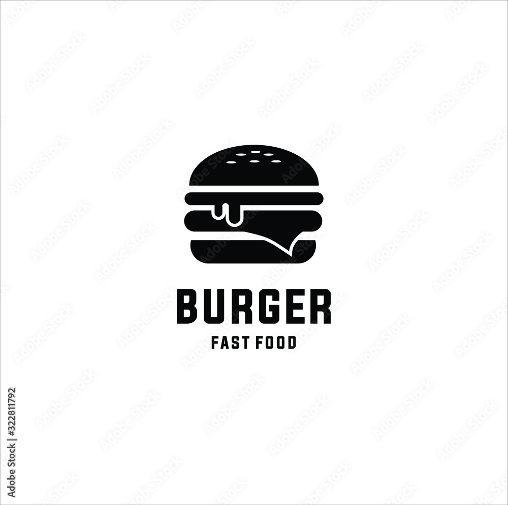 burger logo design vector template, Fast food logo, badge flat modern ...