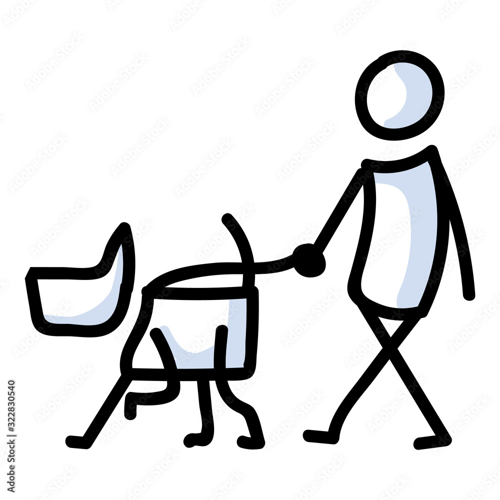 Cute stick figure owner walking dog vector clipart. Bujo bullet simple ...