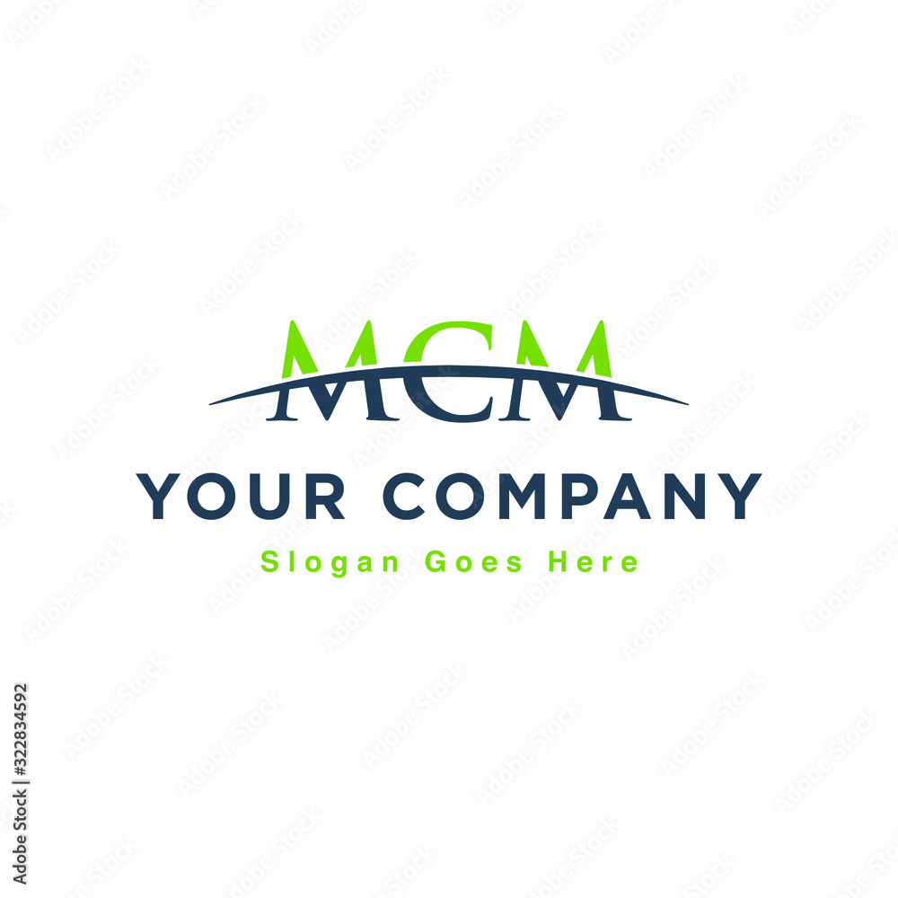 Initial letter MCM, overlapping movement swoosh horizon logo design ...