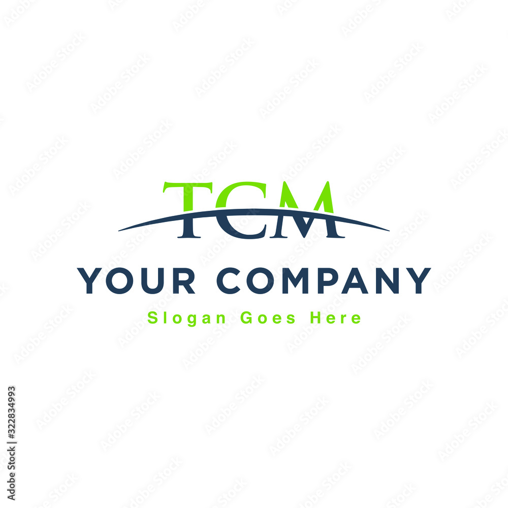 Initial letter TCM, overlapping movement swoosh horizon logo design ...