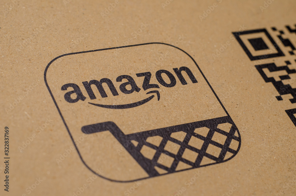Soest, Germany - December 19, 2017: The Amazon Logo with QR code on ...