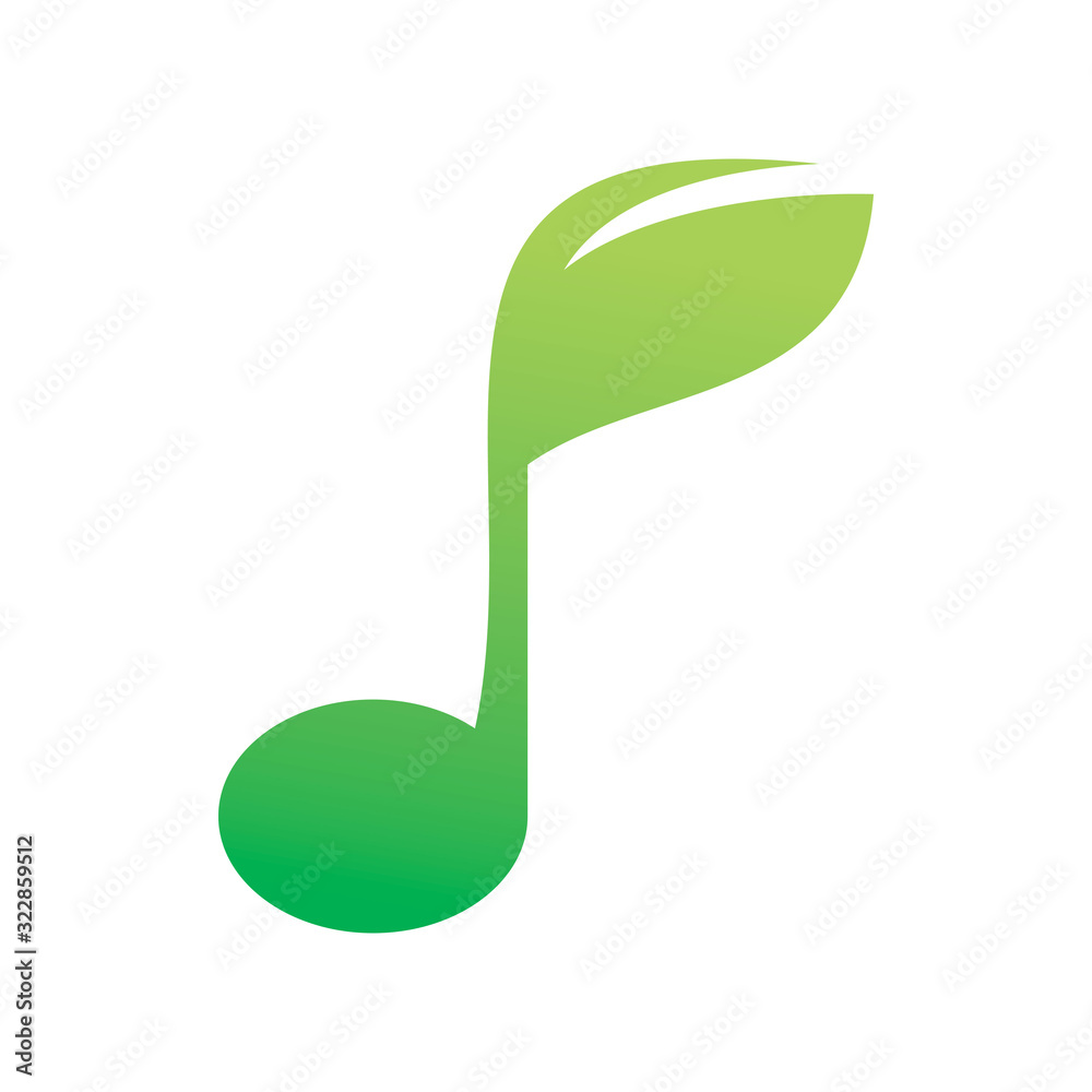 green nature music note logo design Stock Vector | Adobe Stock