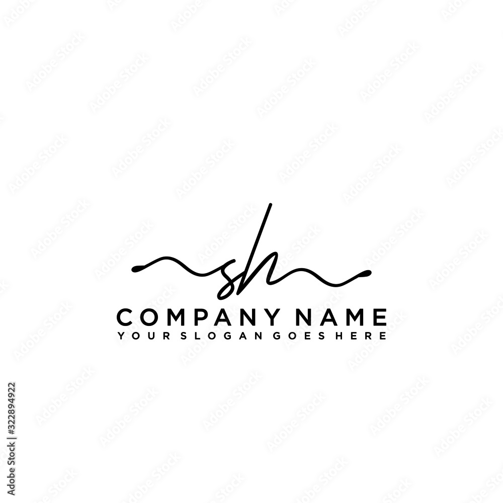 Initial letter SH Signature handwriting Logo Vector Stock Vector ...