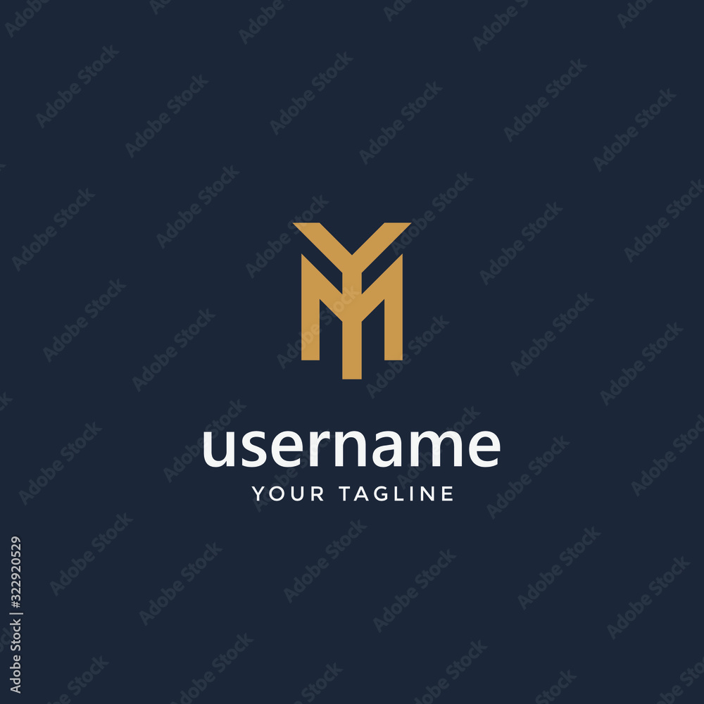 minimalist letter YM MY logo design template Stock Vector | Adobe Stock