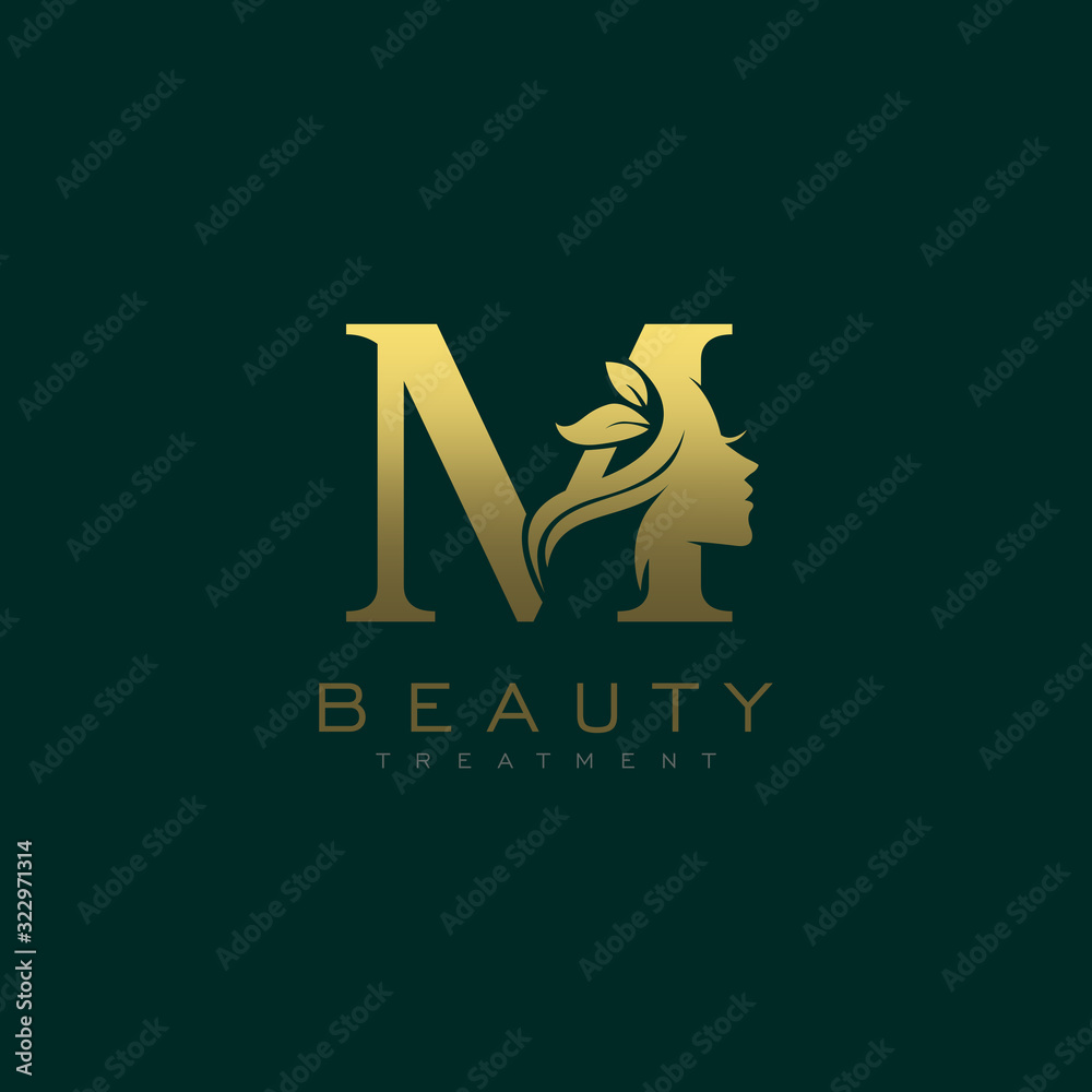Letter M Luxury Beauty Face Logo Design Vector Stock Vector | Adobe Stock