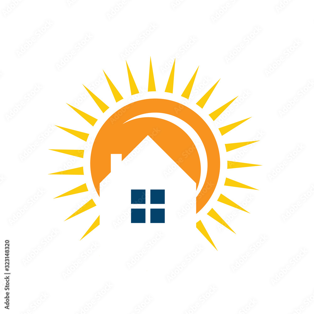 solar energy logo vector icon illustration sun and roof design template ...