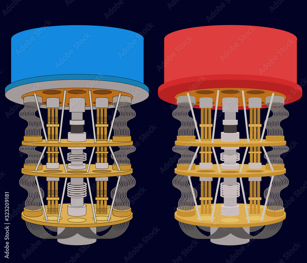 Minimal colorful symmetric mechanical quantum computer infographic ...