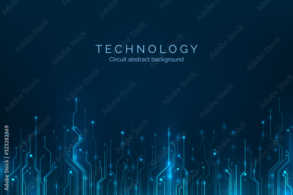 Circuit board. Abstract computer technology blue color background ...