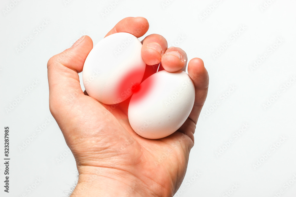 Prostatitis. Inflammation of the prostate. Allegorical photo of chicken ...