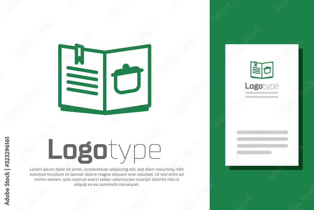 Green line Cookbook icon isolated on white background. Cooking book ...
