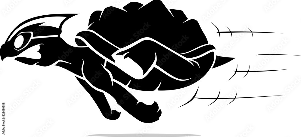 Fast Turtle Cartoon Silhouette Illustration Stock Vector | Adobe Stock
