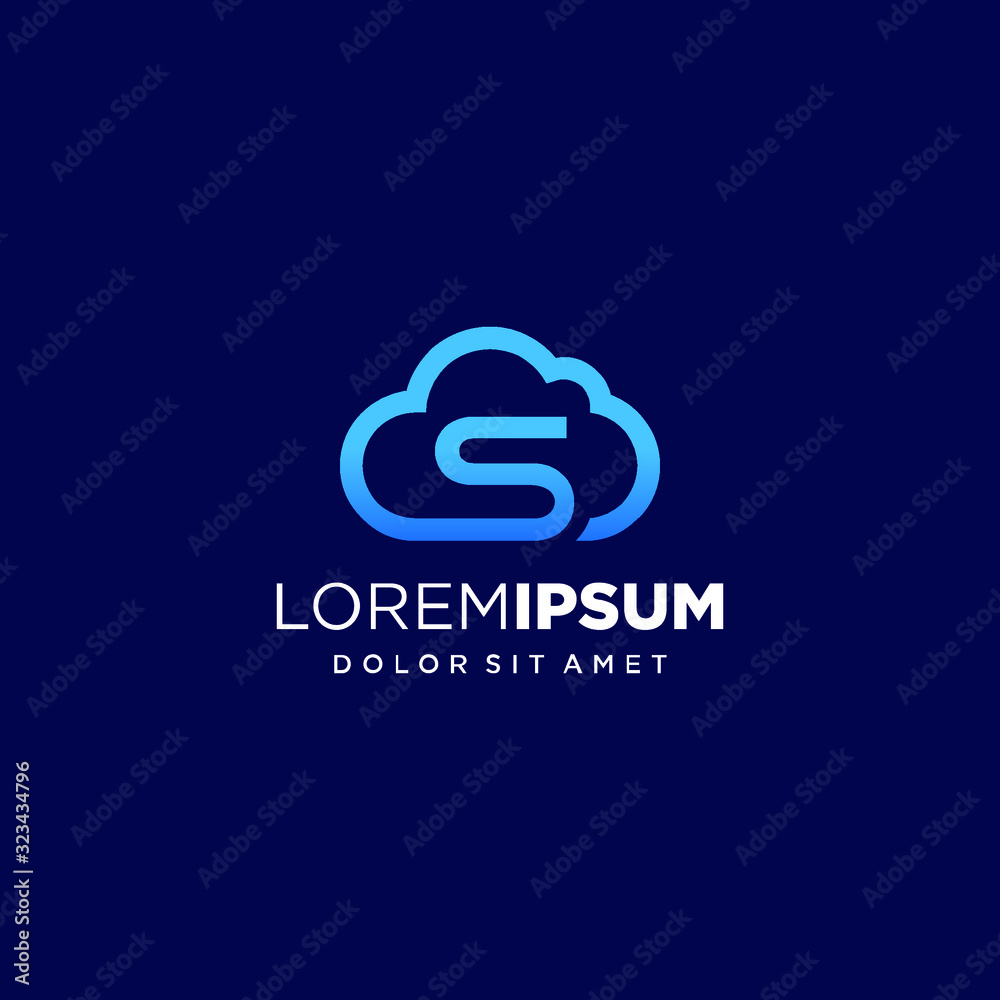 Initial Letter S with Cloud Logo Design Stock Vector | Adobe Stock