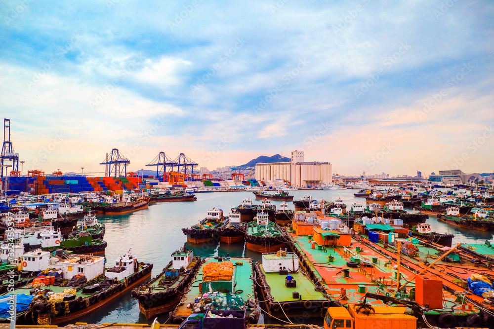Cargo port of Busan, South Korea, the fifth largest container terminal ...