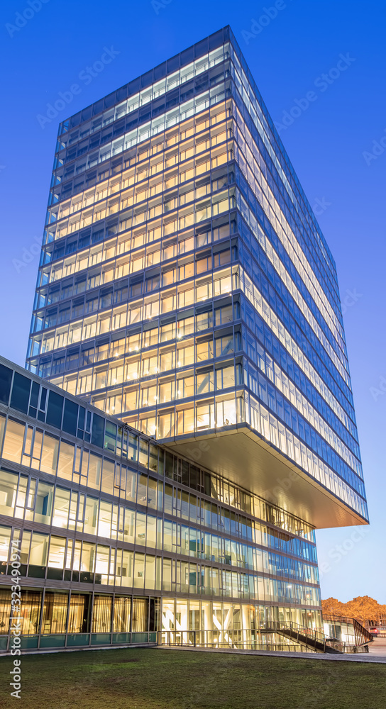 EINDHOVEN-MARCH 29, 2019. The Kennedy tower at twilight. The office ...