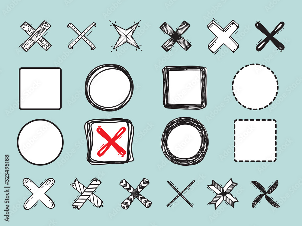 Vector Checkmarks and Checkboxes Set. Hand Drawn Doodle Tick symbol ...