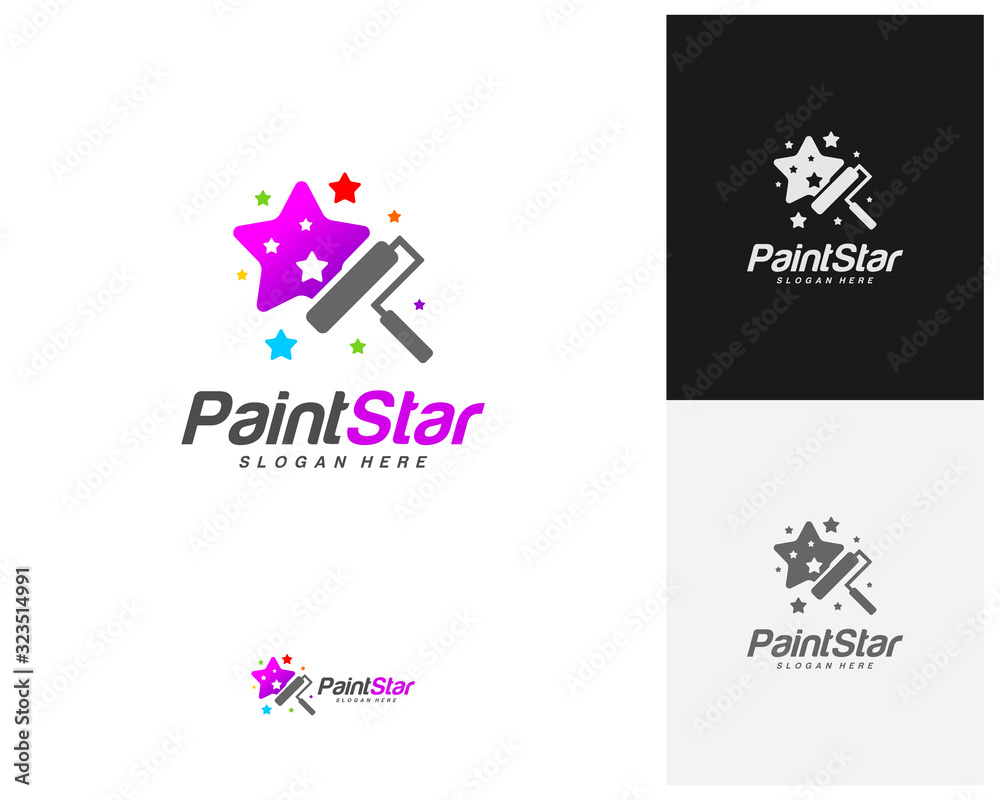 Star paint logo design vector, Creative paint star logo template, Icon ...