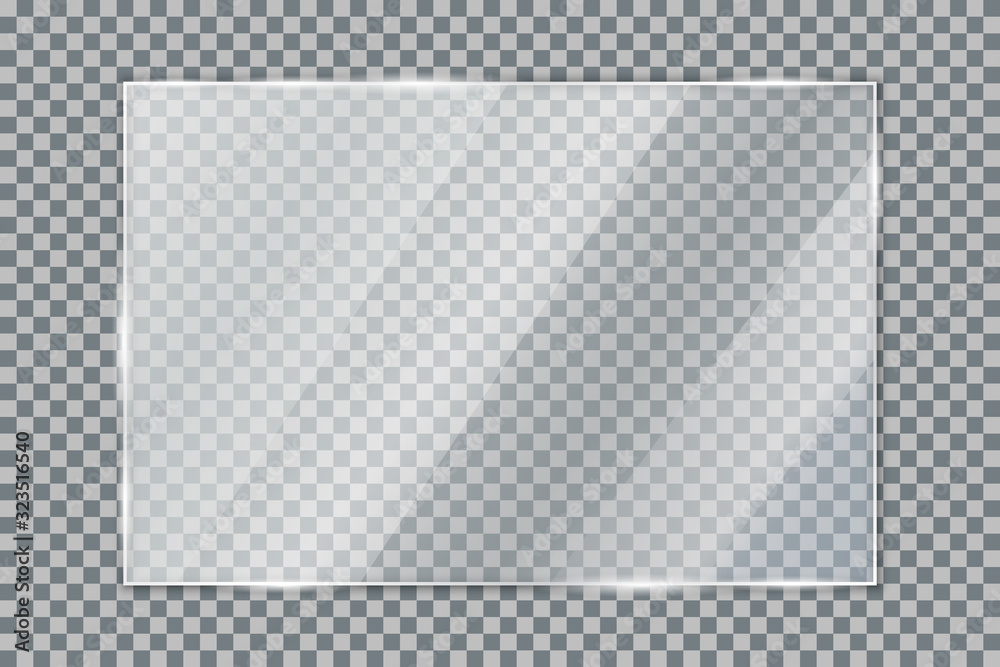 Glass plate on transparent background, clear glass showcase, realistic ...