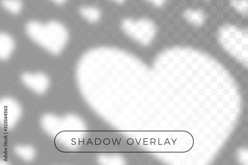 Shadow of heart overlay effects for mockup. Photo-realistic vector ...